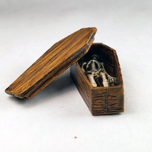 Coffin With Corpse, Skeletal Remains / Painted Terrain Miniature / Dnd ...