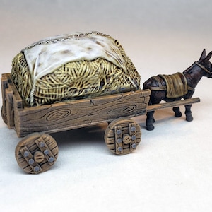 Painted Wooden Cart With Mule and Cargo / Painted Miniature Dnd 5E ...