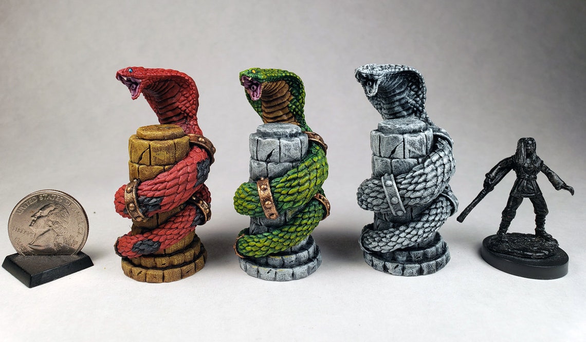 Snake Temple Pillar Traps / Resin Painted Tiny Terrain - Etsy