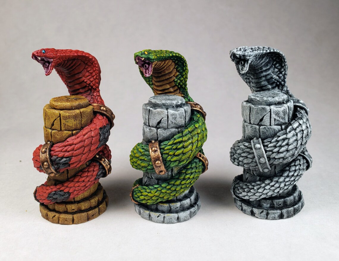 Snake Temple Pillar Traps / Resin Painted Tiny Terrain - Etsy