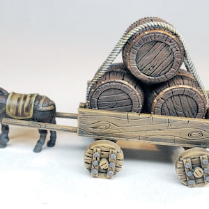 Painted Wooden Cart With Mule and Cargo / Painted Miniature Dnd 5E ...