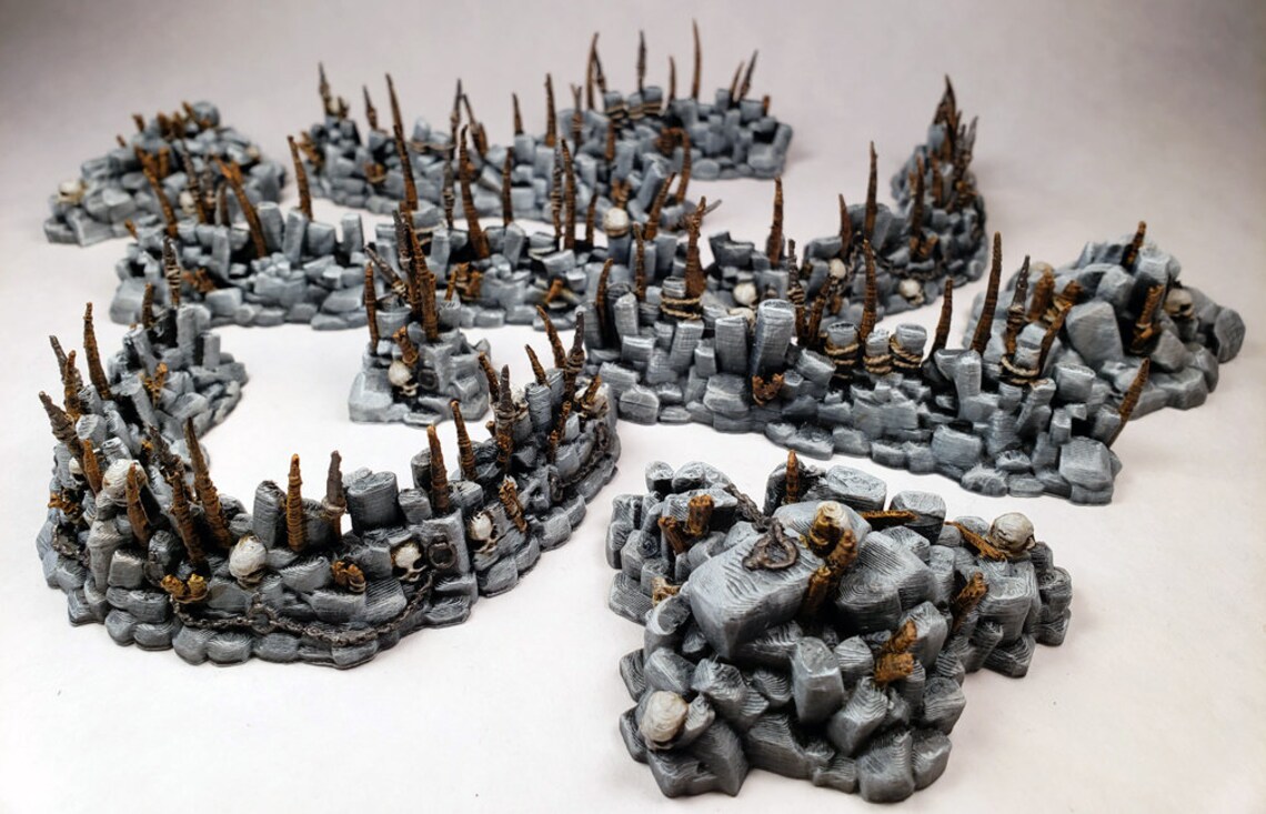 CUSTOM Painted Goblin Orc Walls and Barricades Rubble Dungeon D&D ...