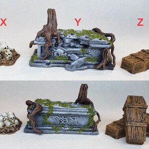 Graveyard (8) Mausoleum Tomb Moss Gravestone Skull Statue / Painted ...