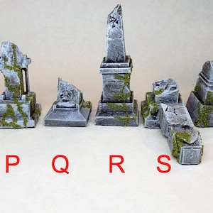 Graveyard (6) Mausoleum Moss Gravestone Skull Statue Tomb / Painted ...