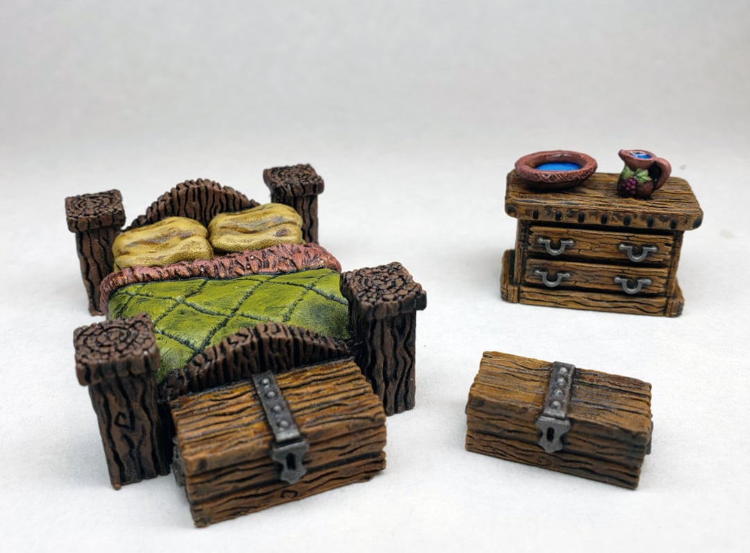 Painted Tavern Bedroom Set, Bed, 2 Chests and Cabinet Furniture ...