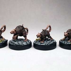 Giant Rats, Painted Miniatures 3d Print Resin / Pathfinder Frostgrave ...