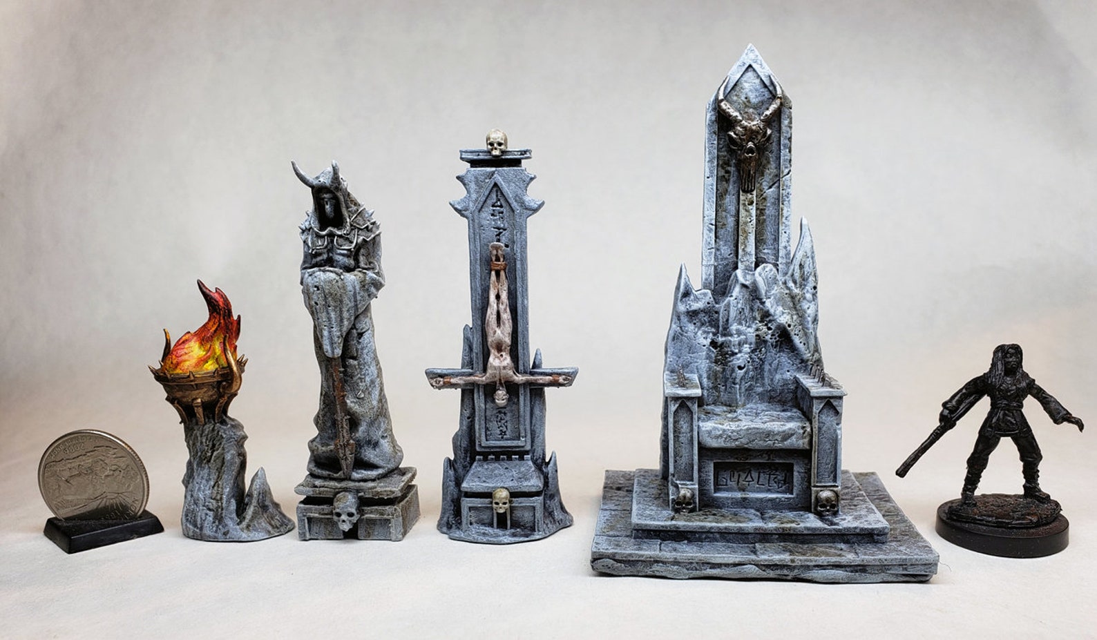 Painted Hellscape Statue Devil Throne and Bonfire Terrain / - Etsy