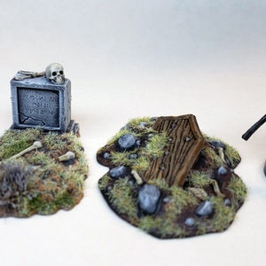 Fresh Graves and Coffins Gravestone Skull Bones Tomb / Painted Terrain ...