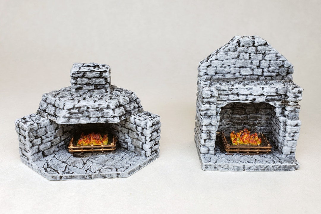 Painted Stone Fireplace Tavern Terrain / 3d Printed Miniature Dungeons ...
