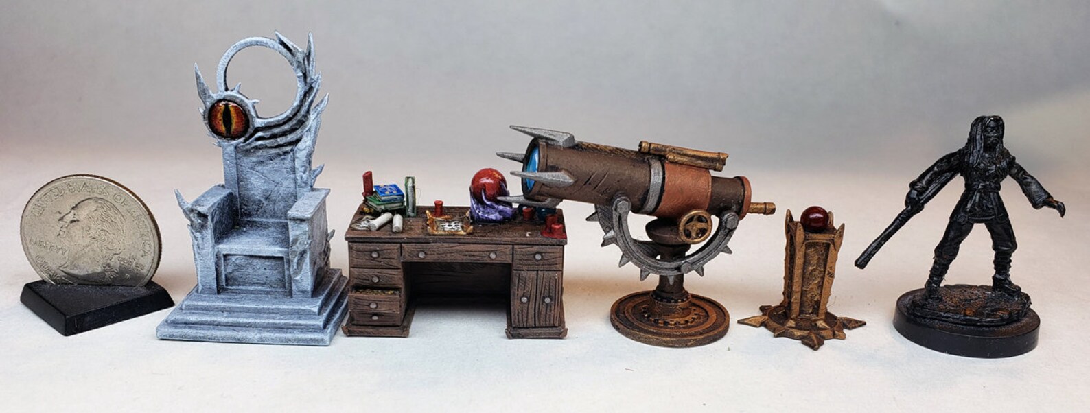 Painted Wizard Furniture Library Shelf Table Orb Cage Throne Miniature ...
