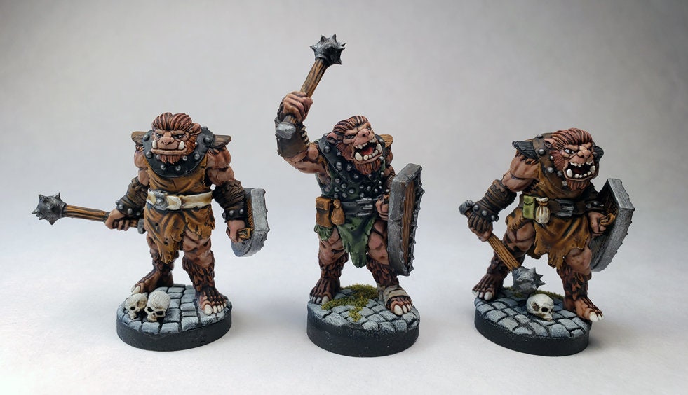 Custom Painted Large Bugbears With Halberds and Hand Weapons - Etsy