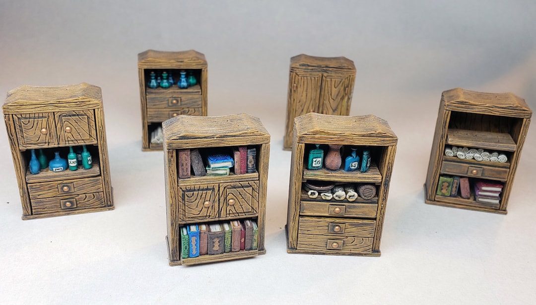Painted Dungeon Tavern Furniture Library Shelves / Tiny Terrain ...