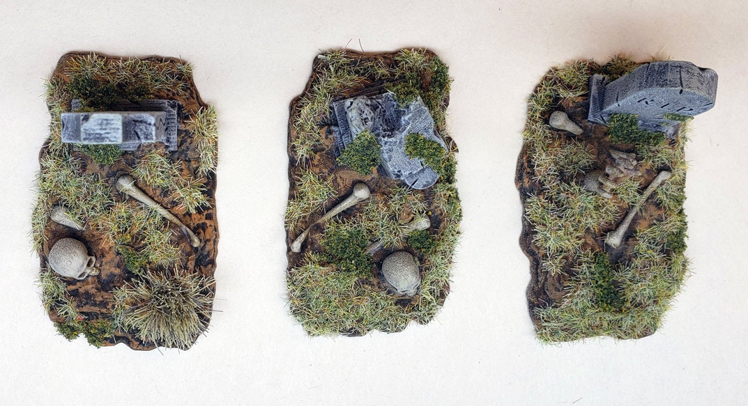 Fresh Graves and Coffins Gravestone Skull Bones Tomb / Painted Terrain ...