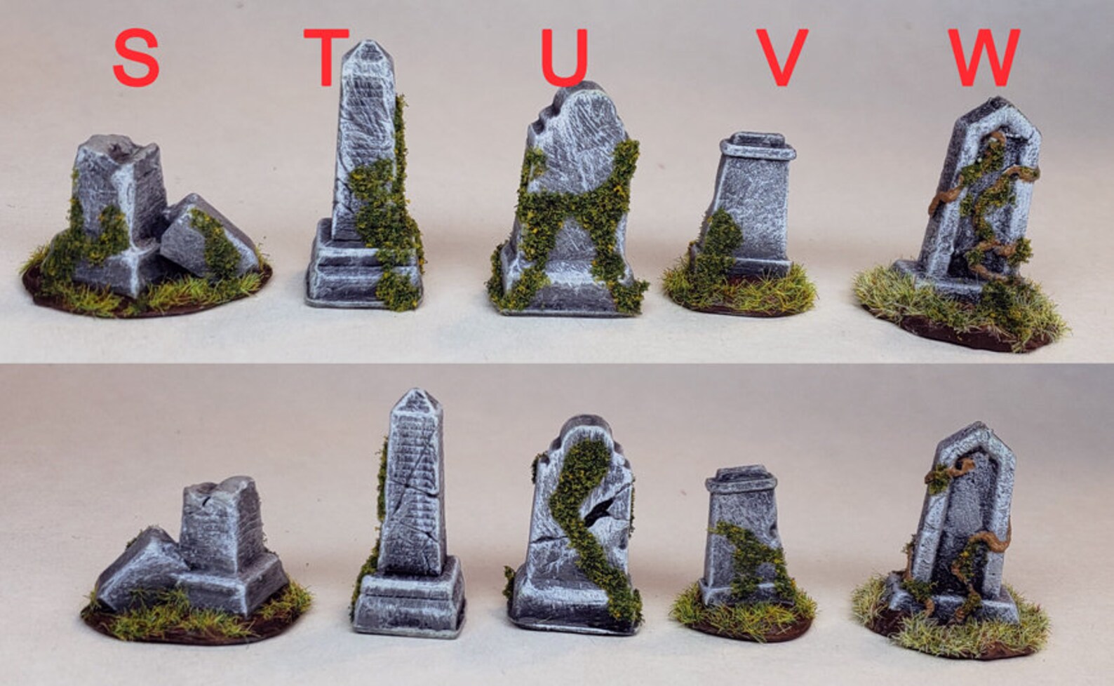 Graveyard (8) Mausoleum Tomb Moss Gravestone Skull Statue / Painted ...