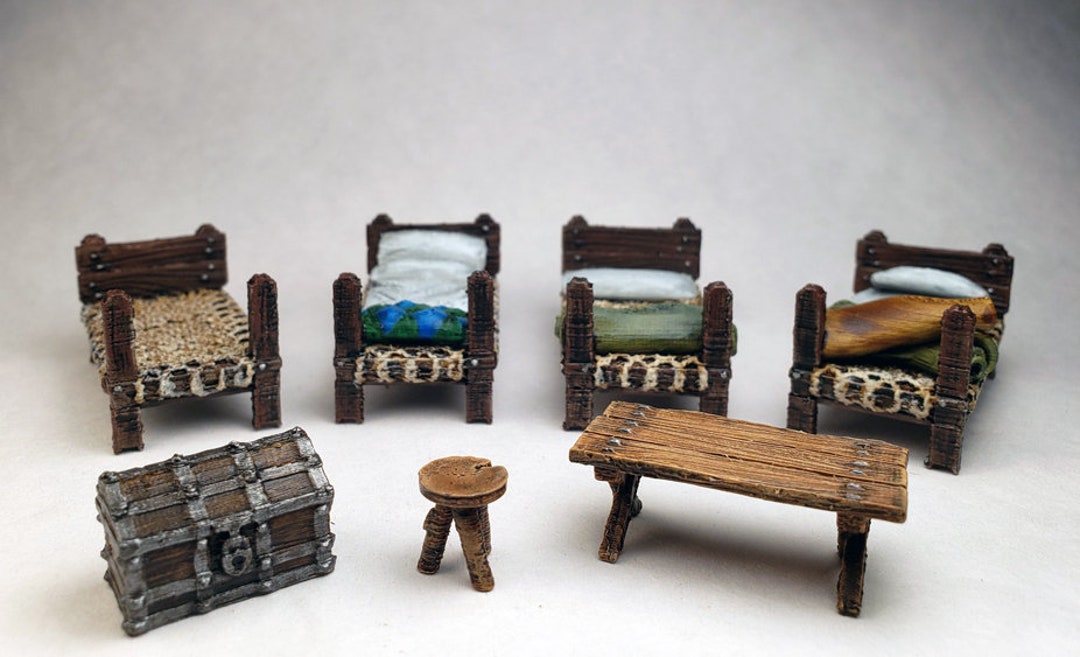 Painted Bed Table Stool Chest Furniture (prison, Barracks, Dungeon ...