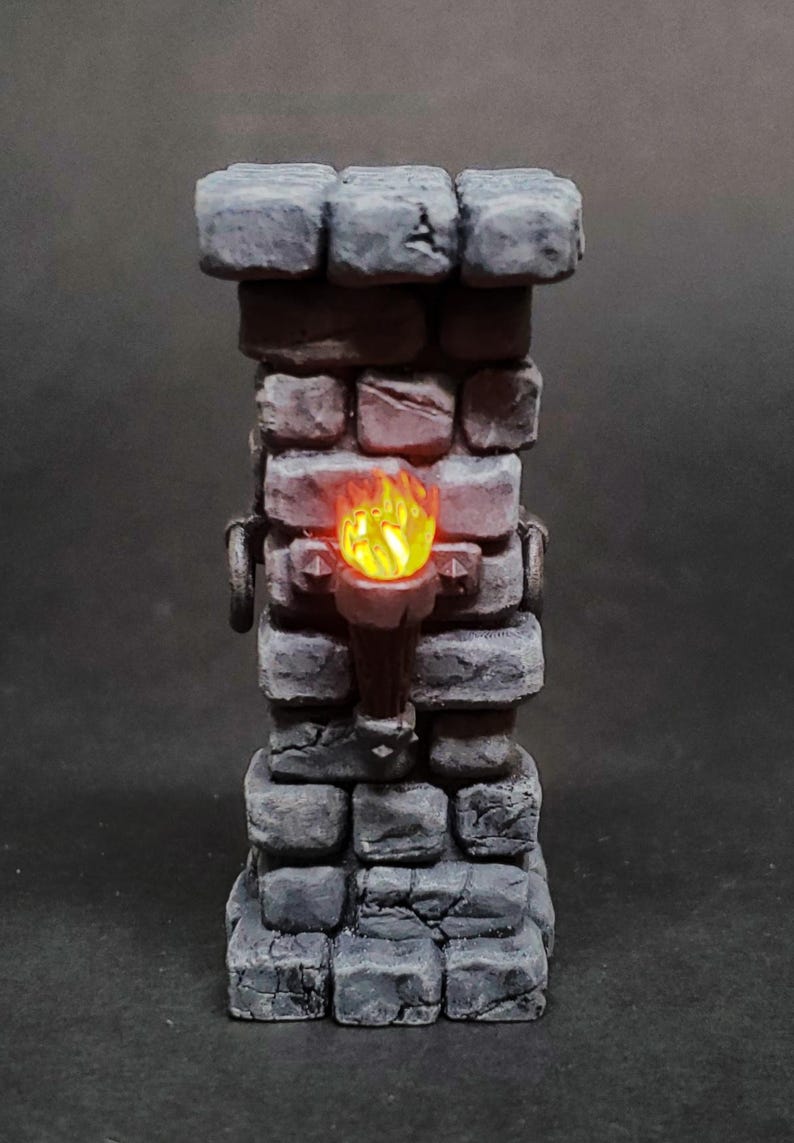 LED Pillars With Torches, Painted Dungeon Support Columns / Dnd Terrain ...