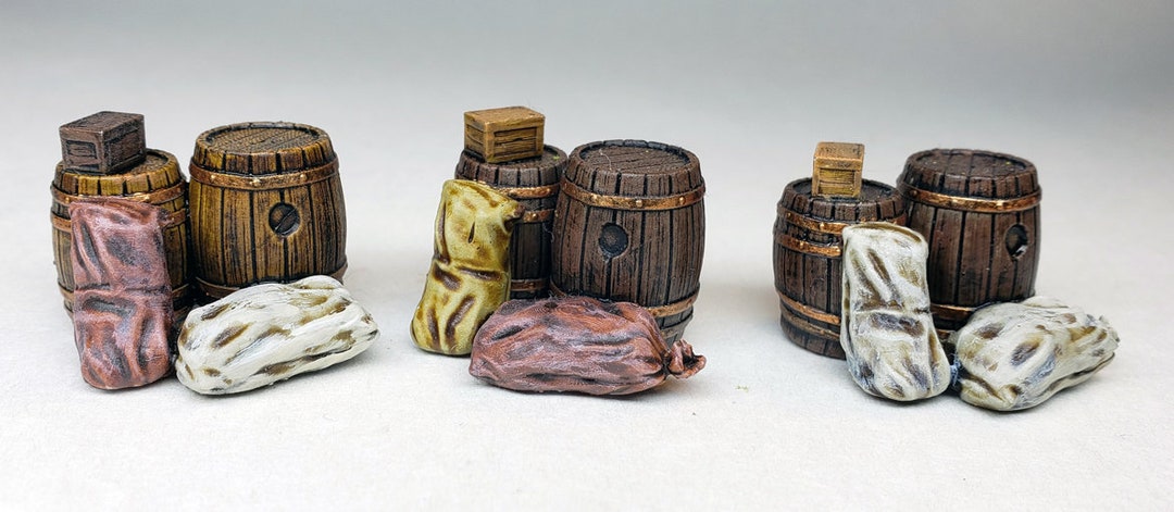 Painted Crates Barrels and Sacks, Scatter Cargo Supplies Dungeon D&D 5E ...