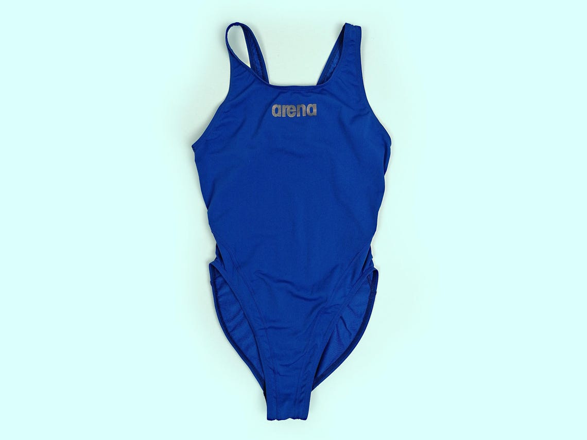 ARENA Swimsuit One-piece Electric Blue Racer-back Bathing-suit Swimwear ...