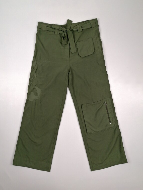 Vintage Y2K Cargo Pants Wide Leg Army Green Pockets E… - Gem