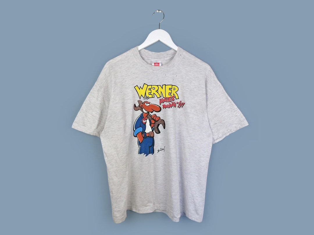 HANES Vintage 90s Werner Volles Rooäää Euro Cartoon T-shirt Retro ...
