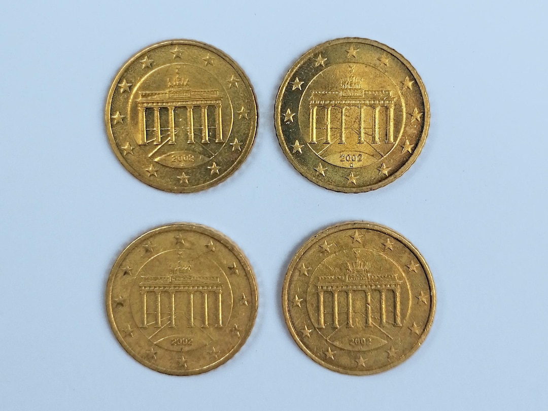 SET of 4 Coins - Rare 50 Euro Cent Coin 2002 Germany Brandenburg Gate ...