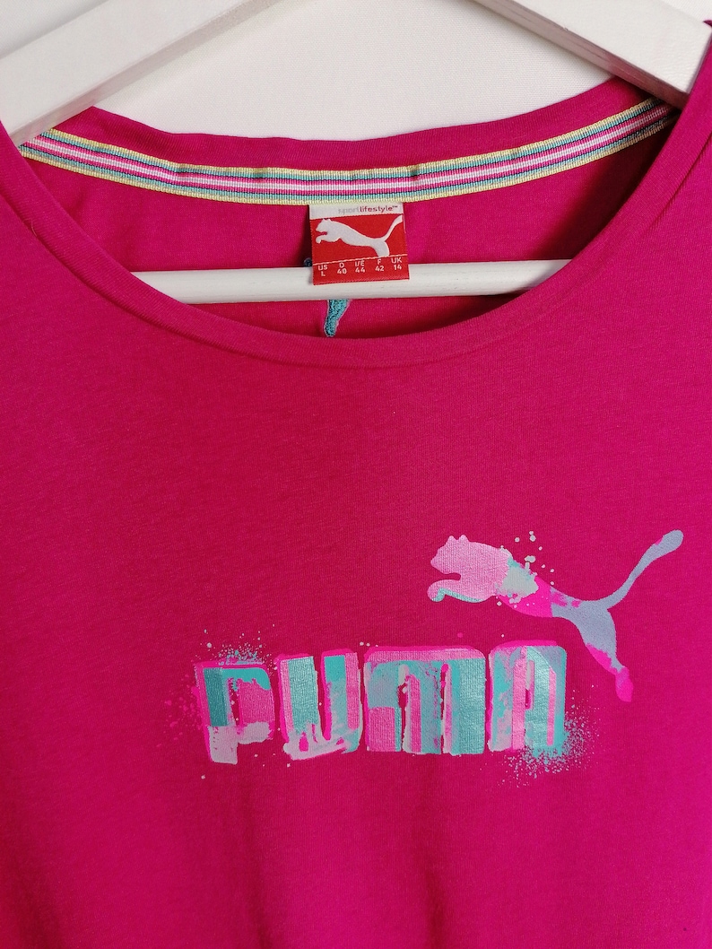 Vintage 90's Y2K PUMA T Shirt With Front Logo in Hot Pink - Etsy