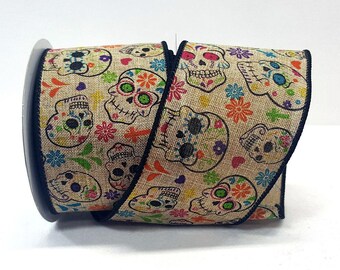 Sugar skull ribbon | Etsy