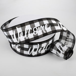 2.5" X 50yds Buffalo Plaid "welcome" Ribbon: Black & White - Etsy