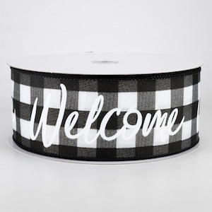 2.5" X 50yds Buffalo Plaid "welcome" Ribbon: Black & White - Etsy