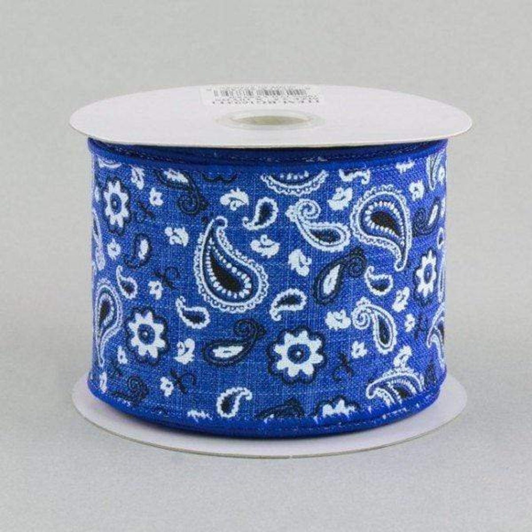 2.5" X 33yd (100 Ft) Blue Bandana Ribbon, Cowboy Ribbon - Etsy