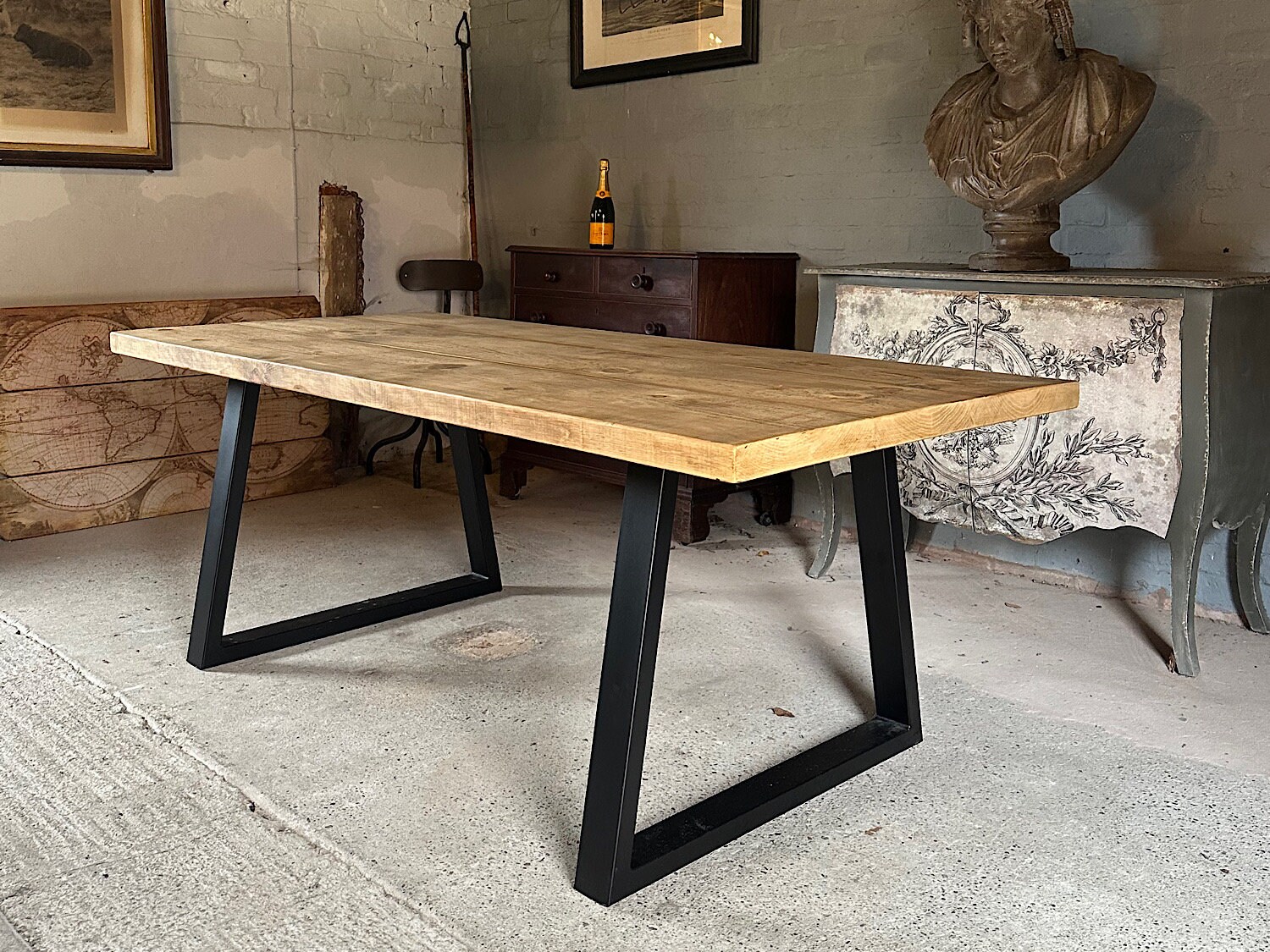 Handmade Rustic Dining Table, Metal Leg Dining Table, Metal Wooden ...