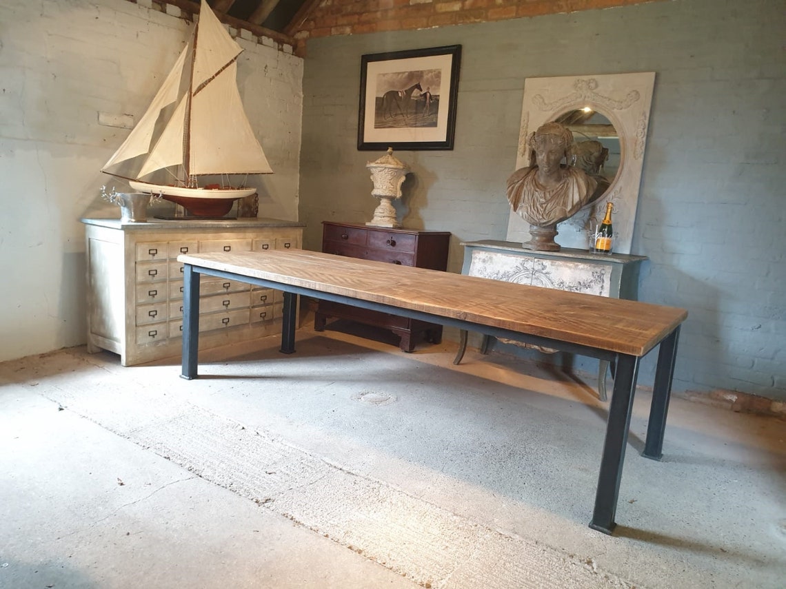 Industrial Style Metal Leg Rustic Table - Etsy