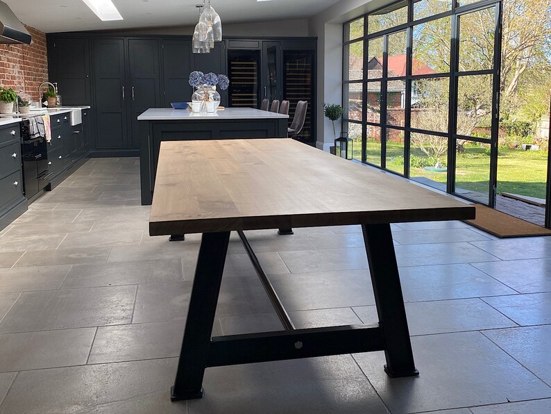 Solid Oak Industrial Steel Girder Table - Etsy