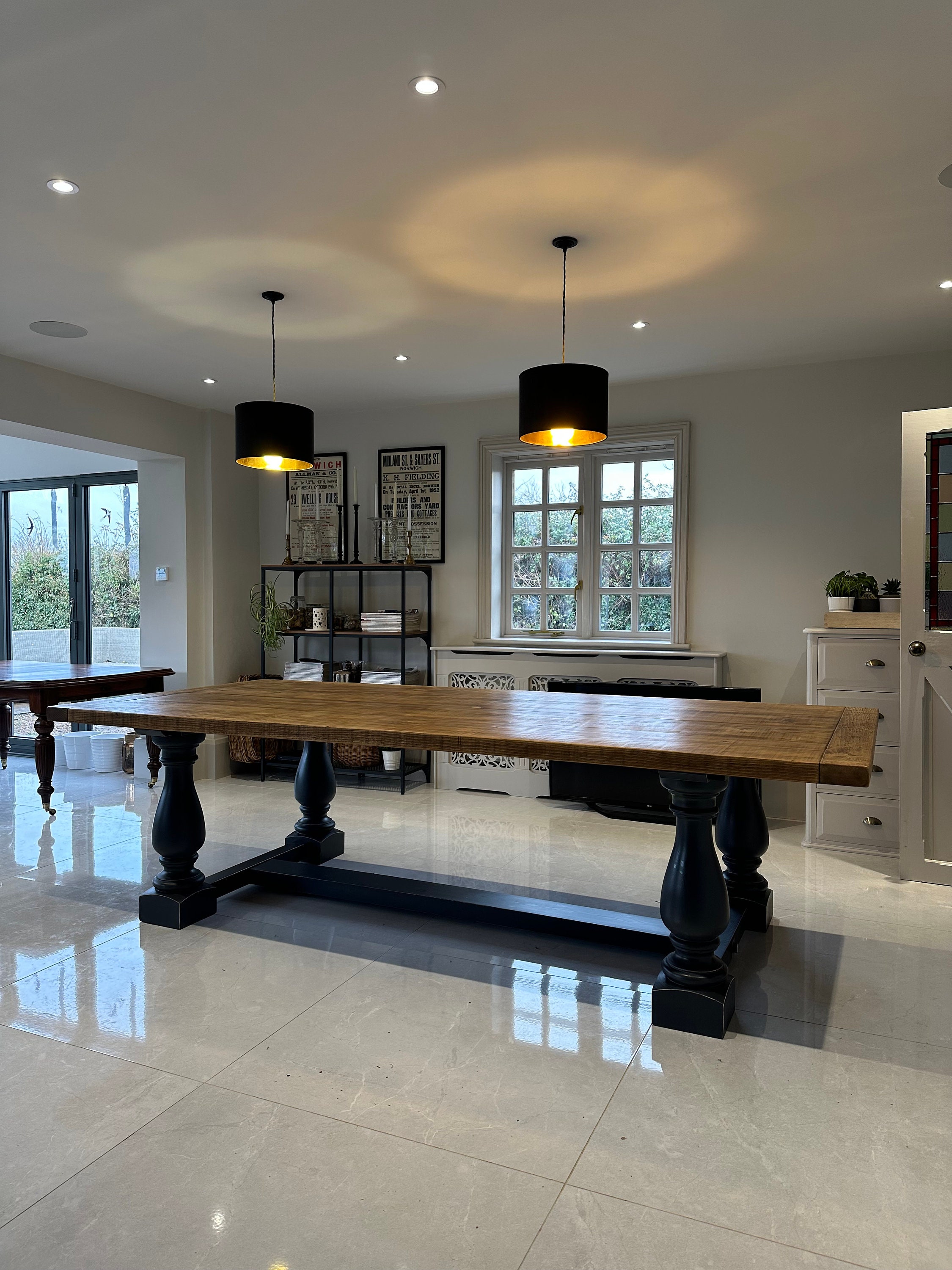 Hand Made Large Dining Table, Rustic Bespoke Table With Balustrade Legs ...