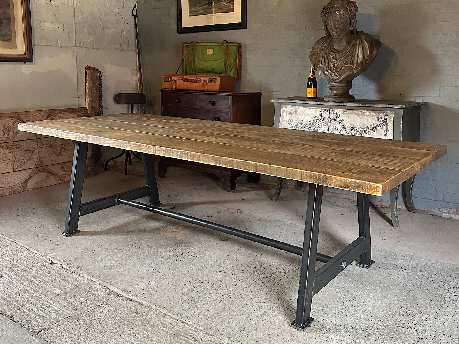 Large Industrial Dining Table, Rustic Table, Hand Made Table, Large ...