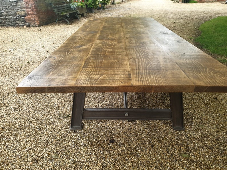 Industrial Dining Table With an A-frame Steel Girder Base - Etsy