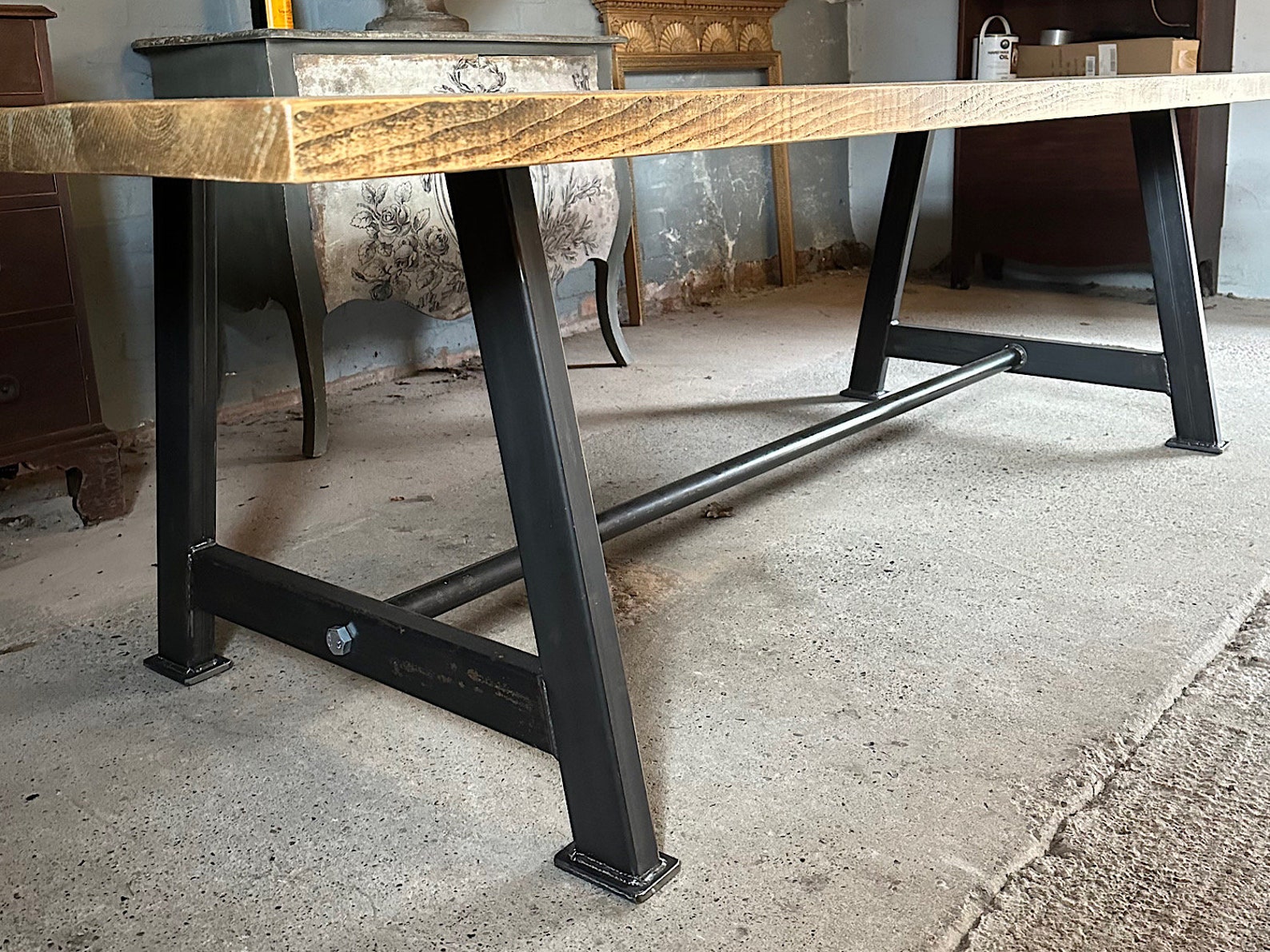 Large Industrial Dining Table, Rustic Table, Hand Made Table, Large ...