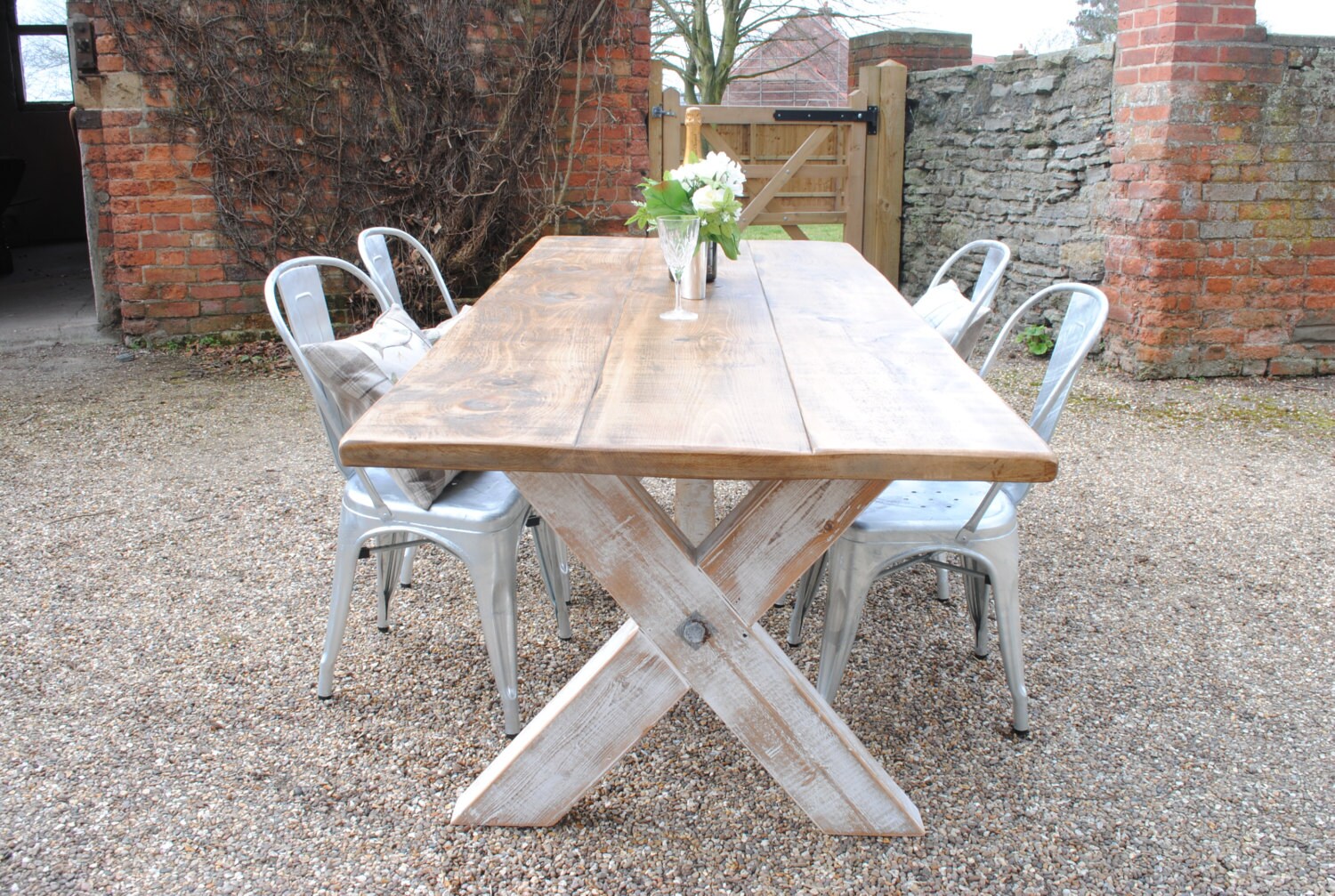 X Frame Hand Made Dining Table Rustic Reclaimed Wood - Etsy