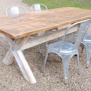 X Frame Hand Made Dining Table Rustic Reclaimed Wood - Etsy