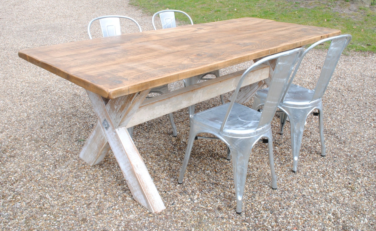 X Frame Hand Made Dining Table Rustic Reclaimed Wood - Etsy