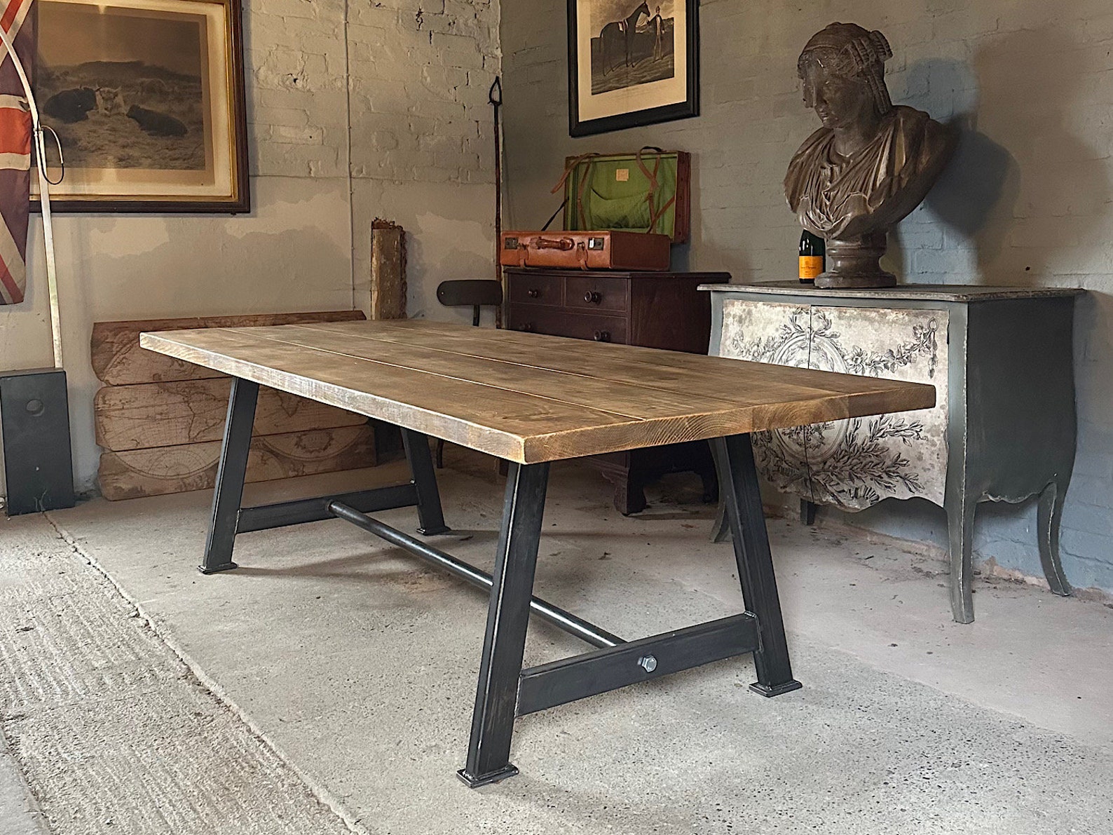 Large Industrial Dining Table, Rustic Table, Hand Made Table, Large ...