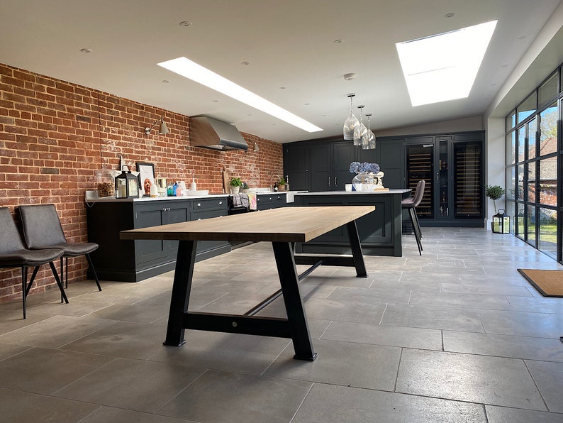 Solid Oak Industrial Steel Girder Table - Etsy