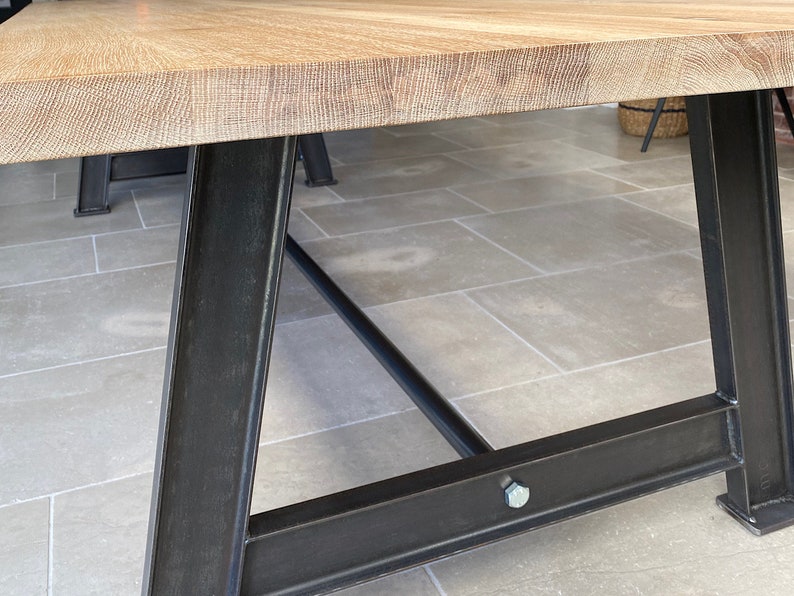 Solid Oak Industrial Steel Girder Table - Etsy