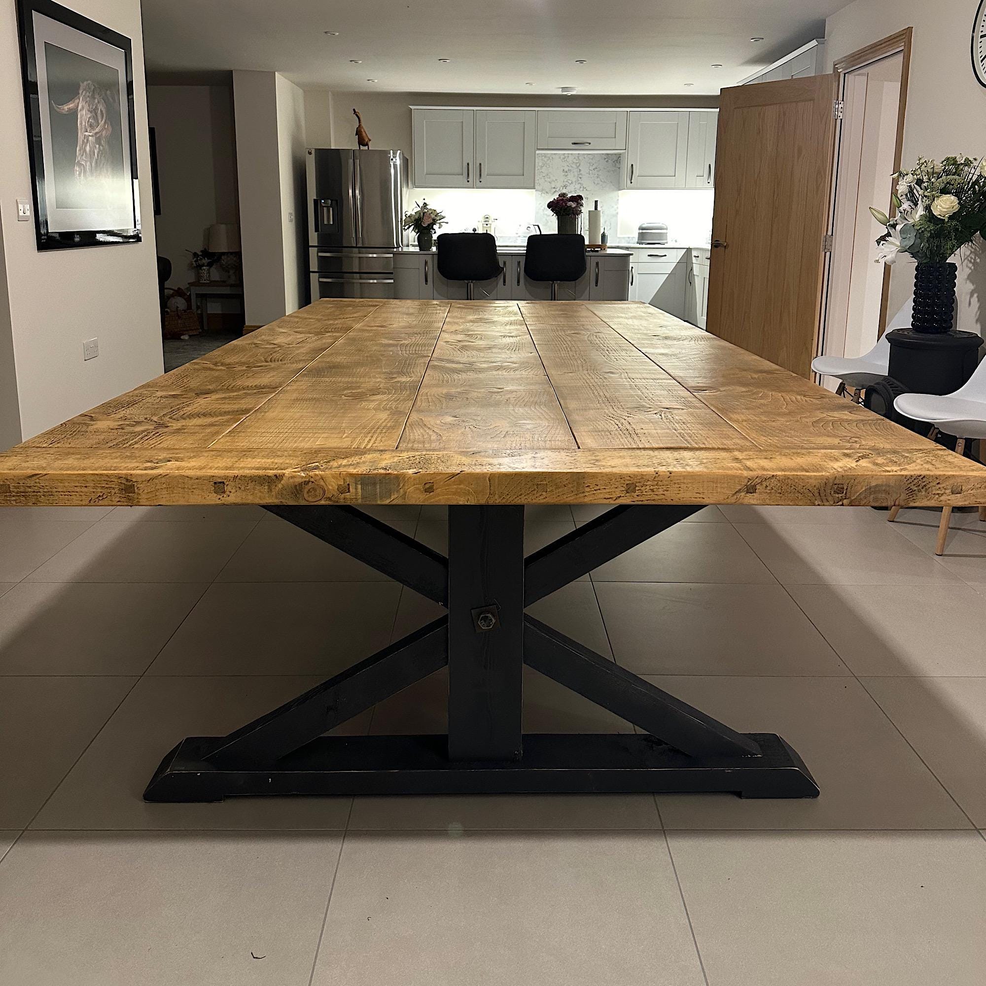 Wide Bespoke Dining Table | Large Rustic Dining Table | Large English ...