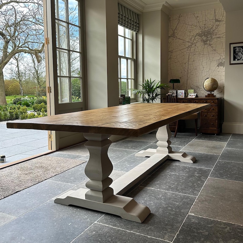 Ibiza Large Carved Pedestal Dining Table Bespoke Wooden English Country ...