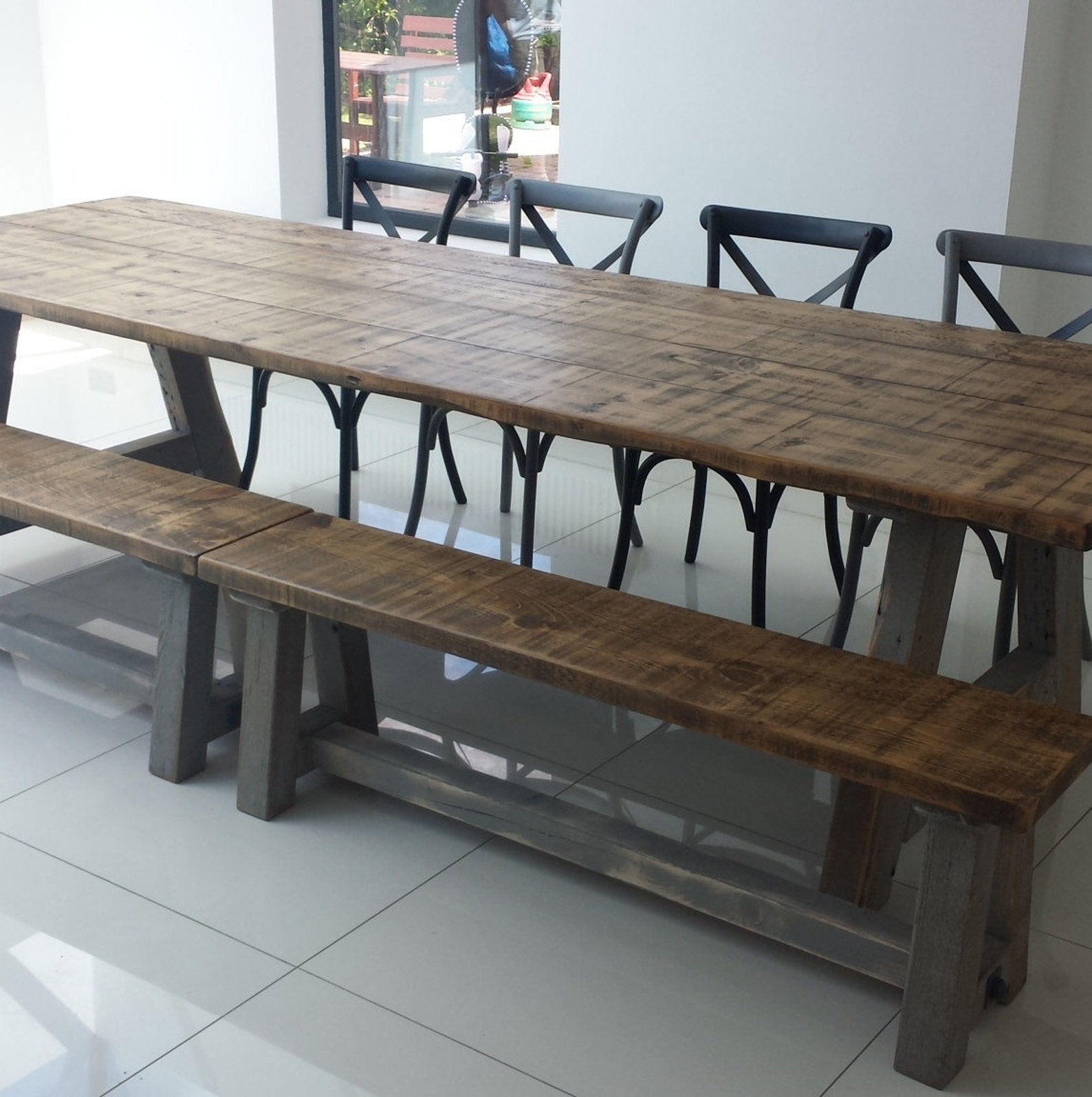 Large Rustic Reclaimed Dining Table Made to Order - Etsy UK
