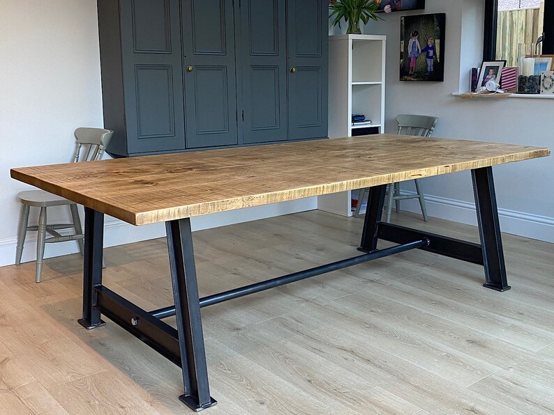Steel Girder Leg Rustic Table - Etsy UK