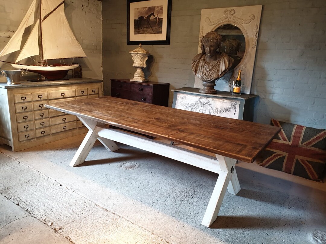 X-frame With Reclaimed Wood Hand Made Dining Table - Etsy