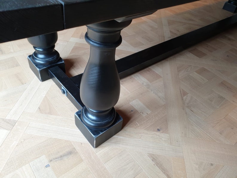 Rustic Ebonised Top With Balustrade Leg - Etsy