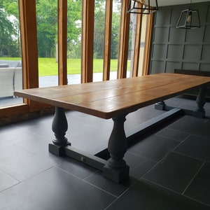 Rustic Handmade Dining Table Reclaim Balustrade With Paint Effect Base ...